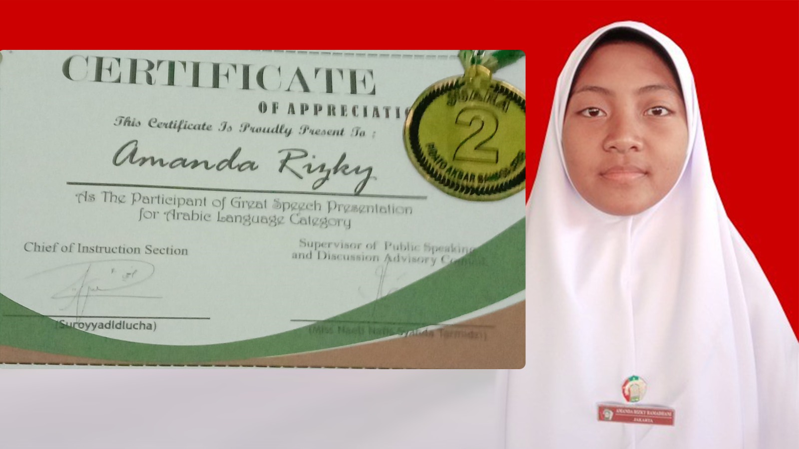 Amanda Rizky Ramadhani: Belum Setahun Di Gontor Bisa Menjuarai Arabic Public Speaking ...